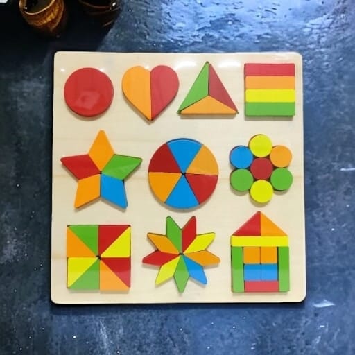10 Geometric Shape Matching Board – Channapatna Toys
