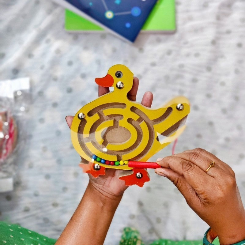 DUCK Shape Board Maze Puzzle with Magnet – Channapatna Toys