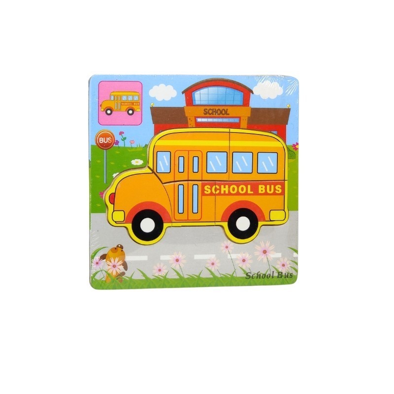 School Bus Jigsaw Puzzle Board – Channapatna Toys